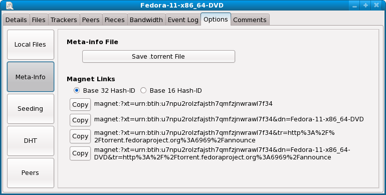 Transfer Properties - Options - Tixati